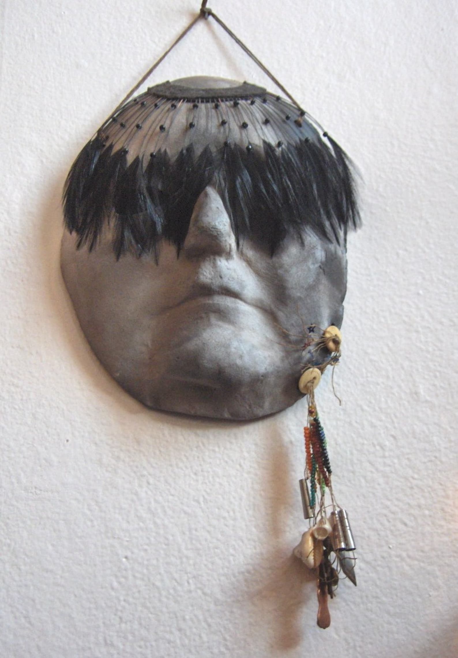 Crone, Primitive, Hand Built, Pit Fired, Native American Mask, Spirit ...