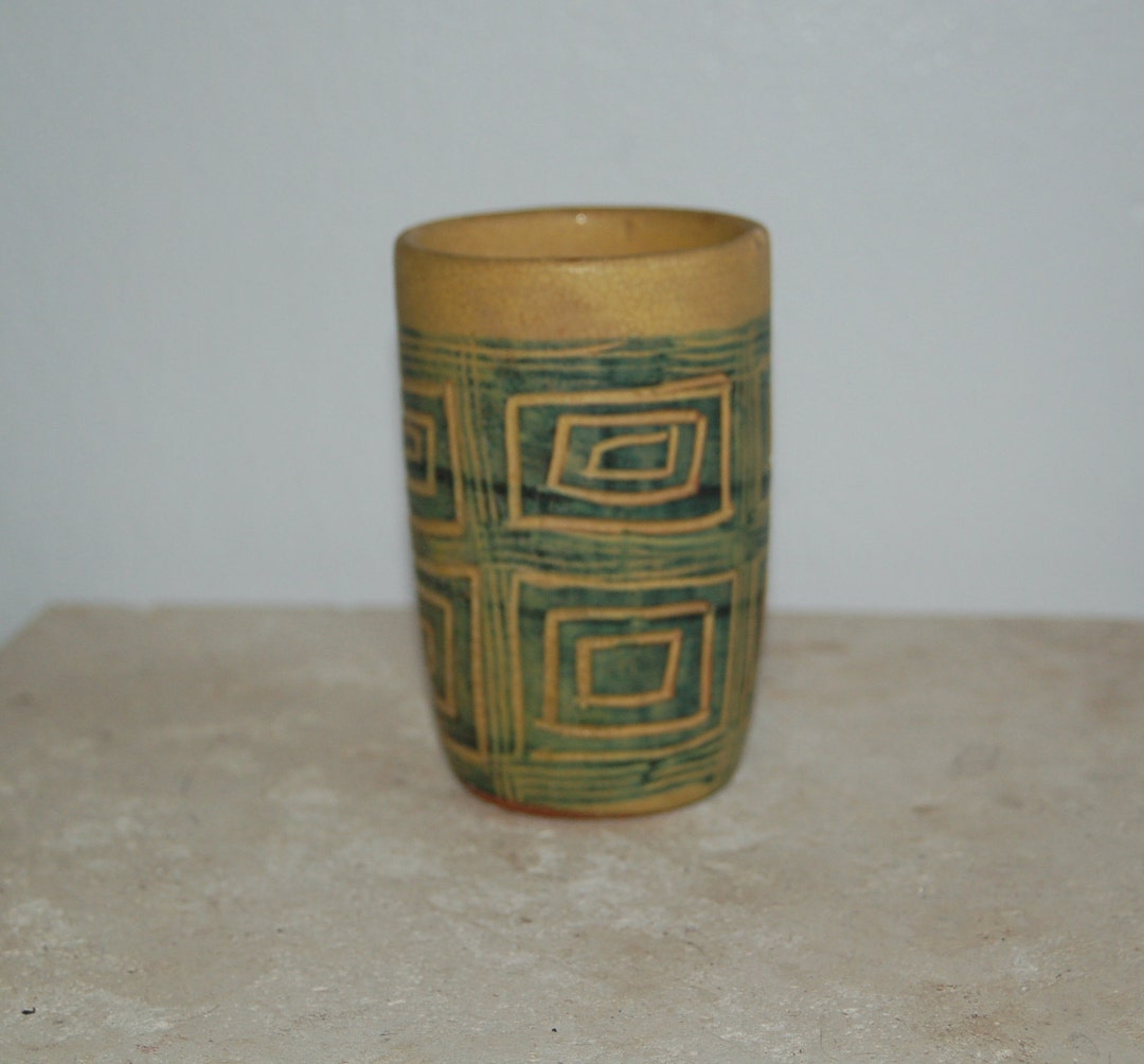 Hal Lasky 1921 2010 Mid Century Modern Sgraffito Geometrically Carved ...