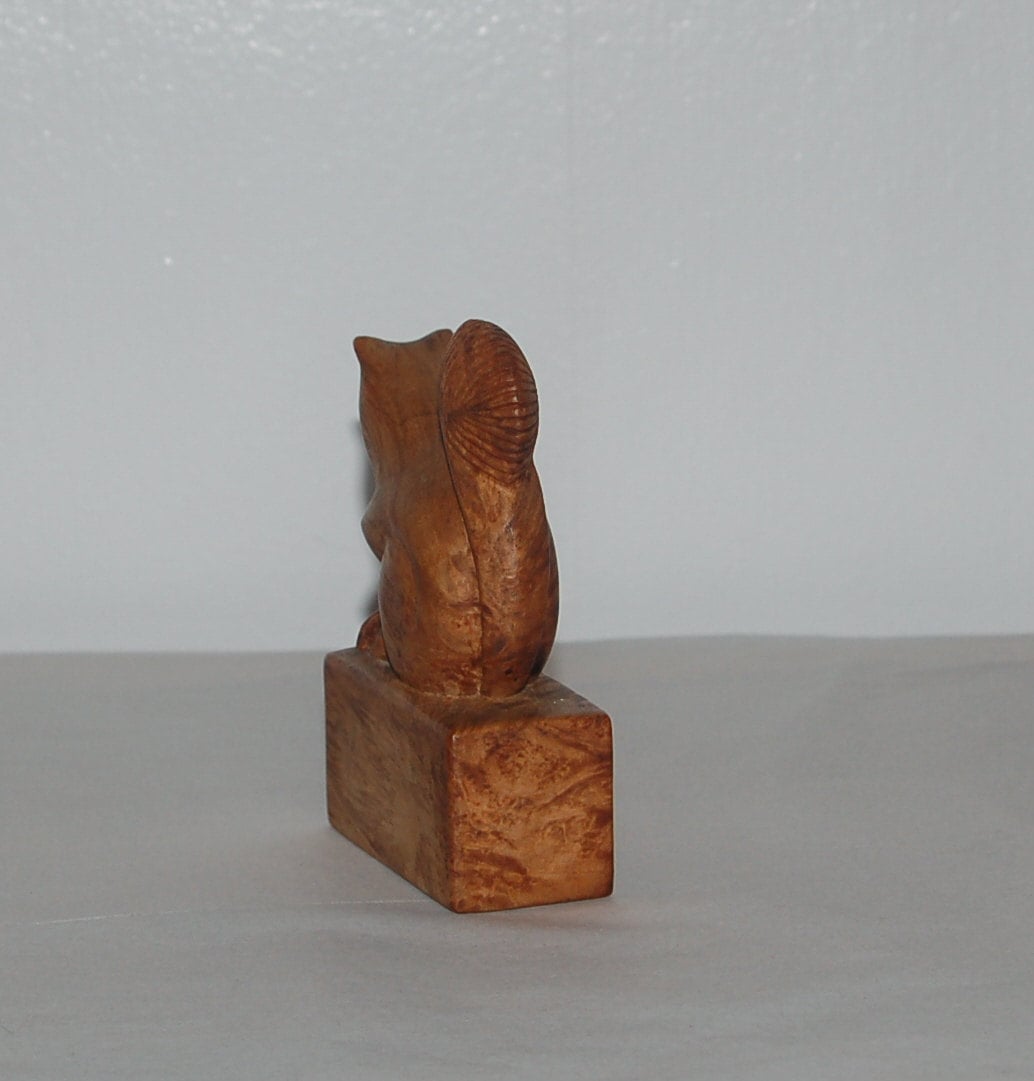 Hand Carved Exotic Wood Stylized Squirrel - Folk Art - Etsy