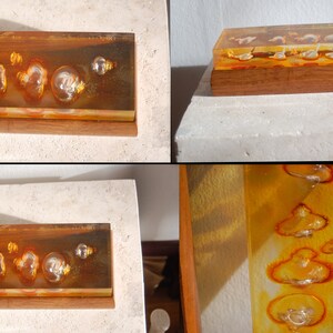 Honey Amber Lucite Acrylic Table Sculpture W/ Bubble Inclusions ...