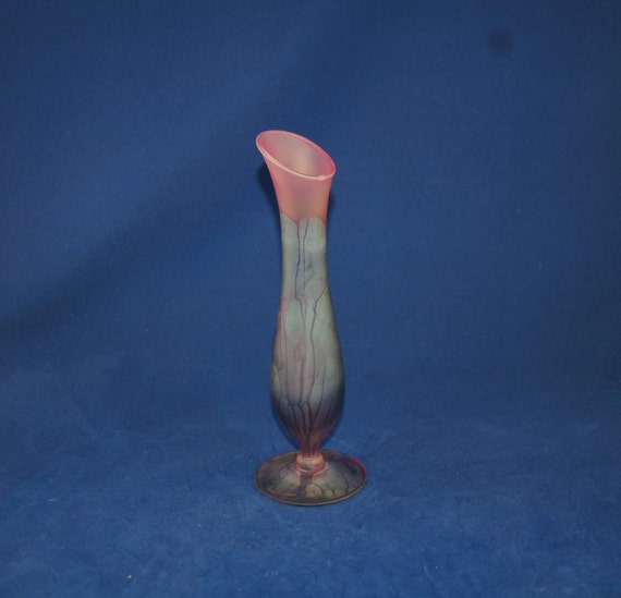Vintage Rueven Glass 8.5 Bud Vase Hand Painted by - Etsy