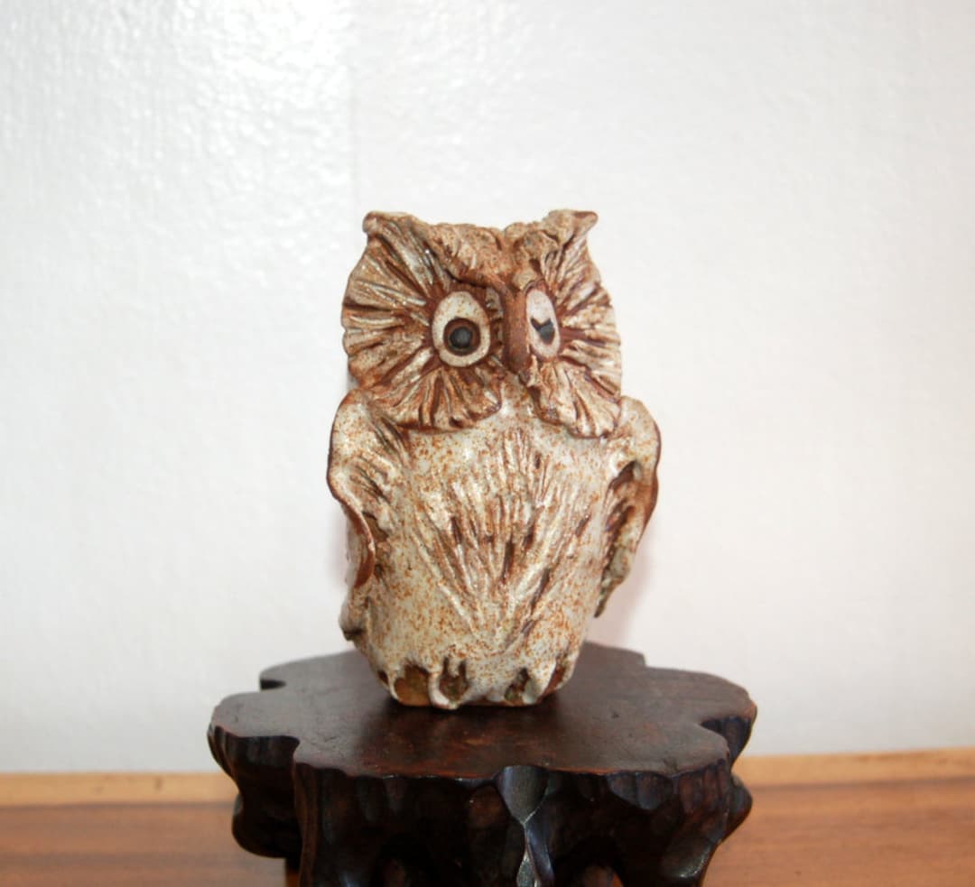 Excellent Mid Century Winking Wise Old Stoneware Owl by Robert Finn - Etsy