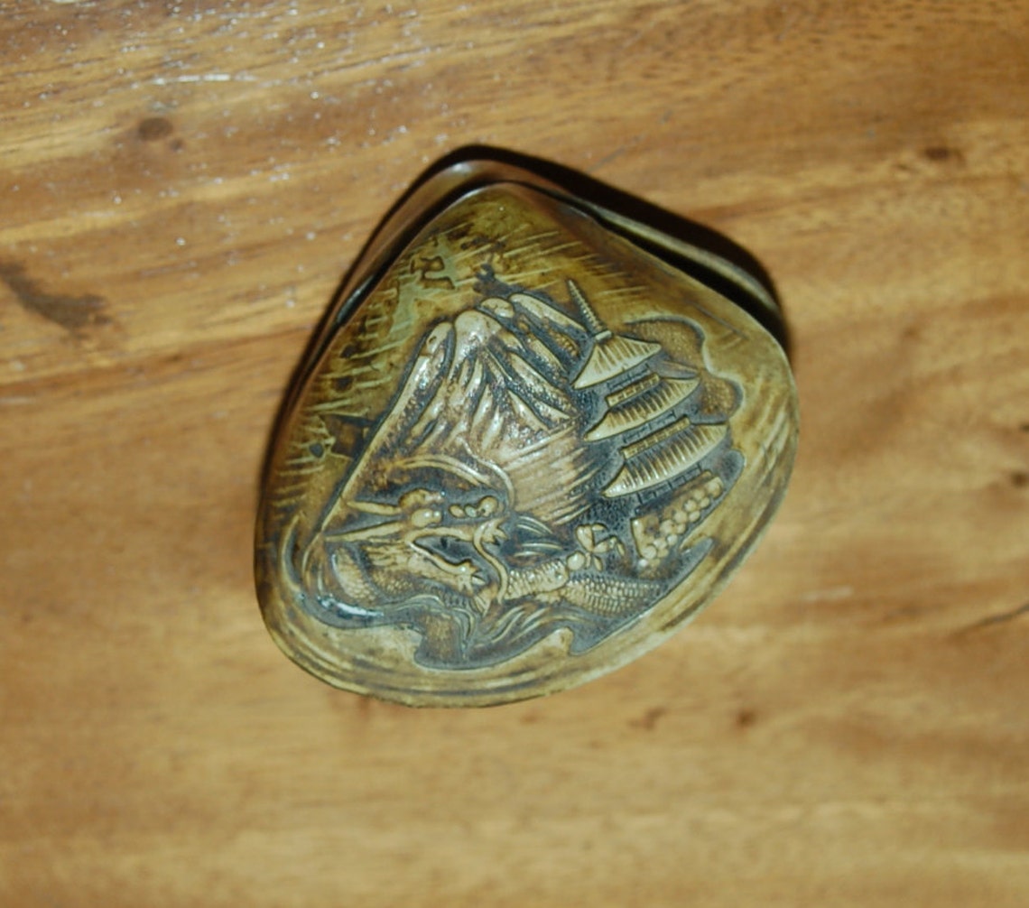 Antique Celluloid Clam Shell W/ an Unusual Colorful Anabori - Etsy