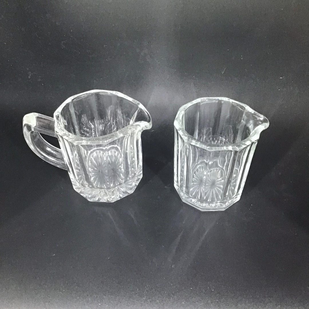 Vintage Anchor Hocking Maple Syrup Pitcher and Creamer Cream Clear ...