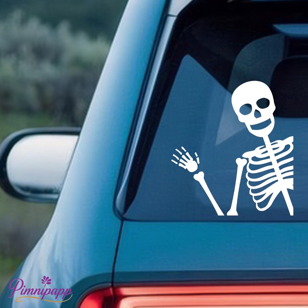 Waving Skeleton Vinyl Decal,car/laptop/window Decal,playful Bone Buddy ...