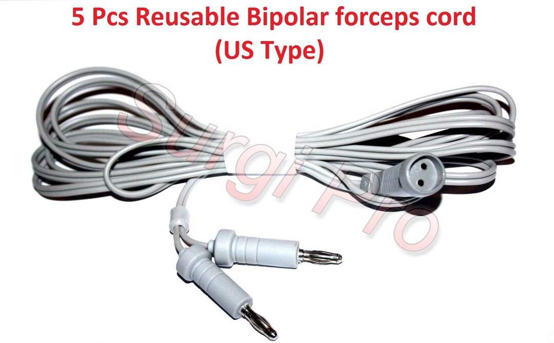 5x Pack American Bipolar Forceps Silicon Cords 3 Metres Length 4mm Pin ...