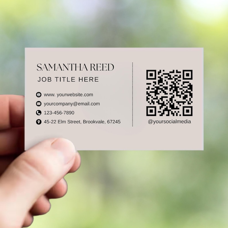 Editable Minimalist QR Code Business Card Template, Elegant Business ...