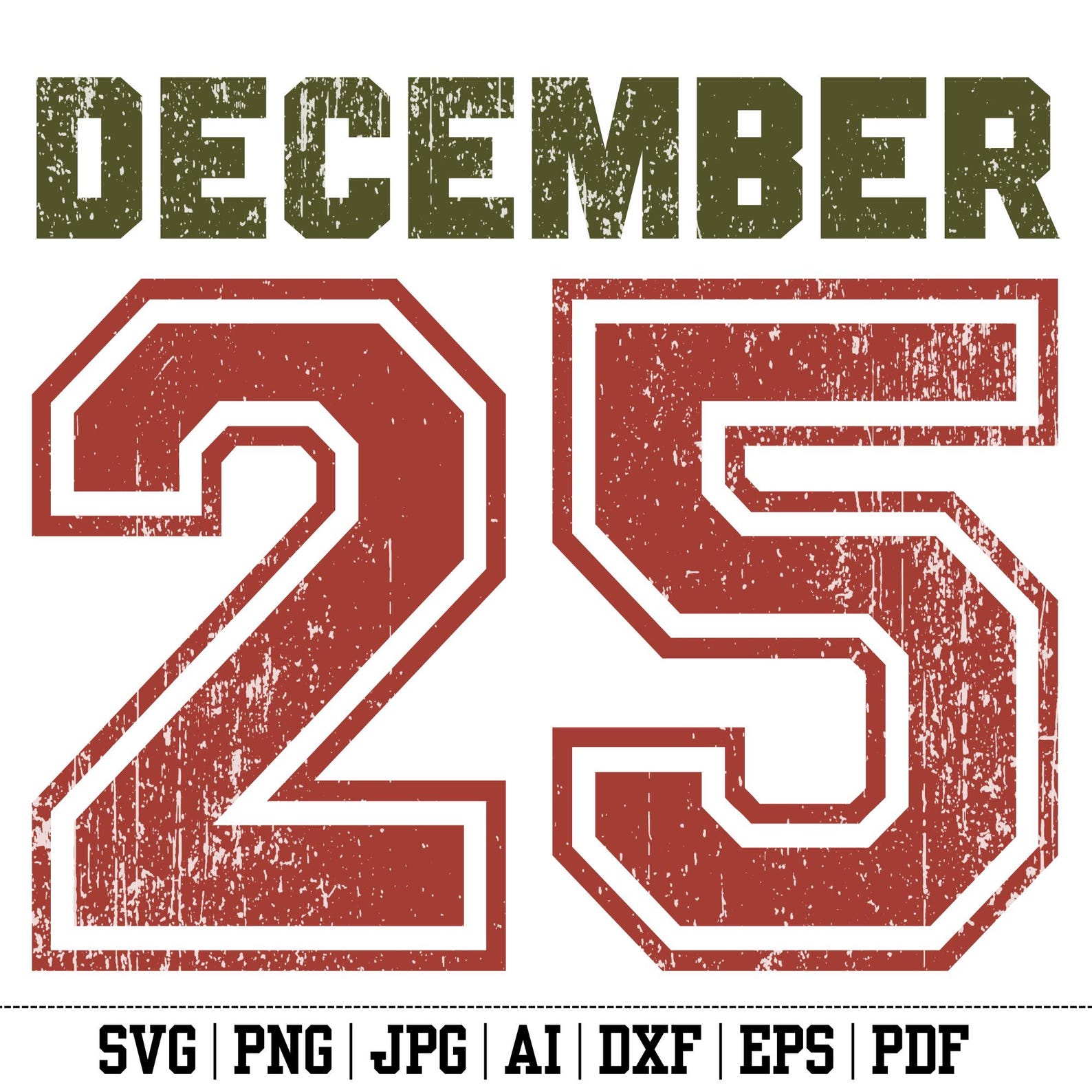 Distressed December 25 Svg Png, Vintage Christmas Svg, Retro Christmas ...