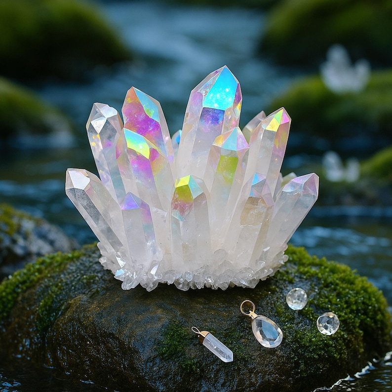 Natural Green Phantom Crystal, Ghost Quartz Crystal Cluster Healing ...