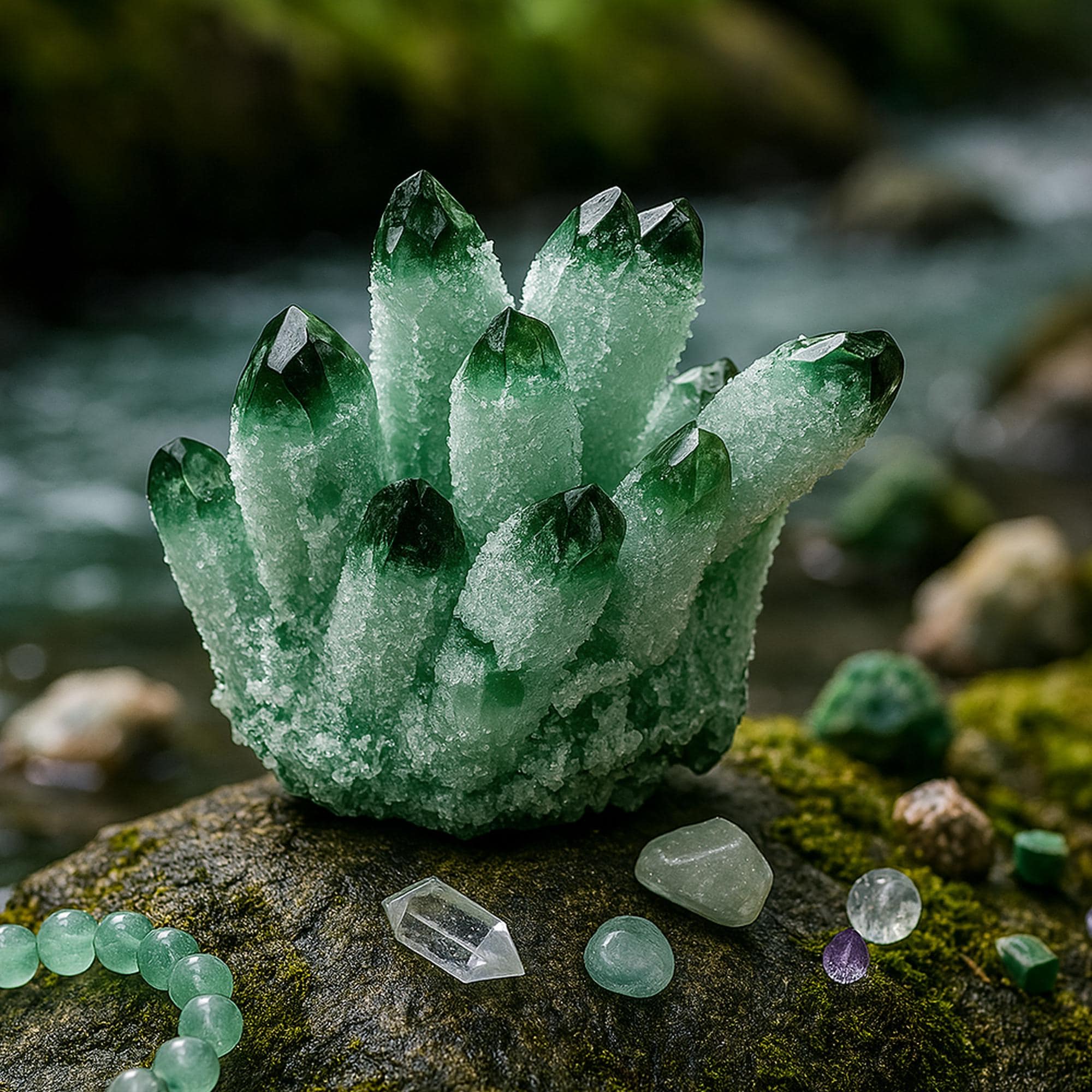 Natural Green Phantom Crystal, Ghost Quartz Crystal Cluster Healing ...