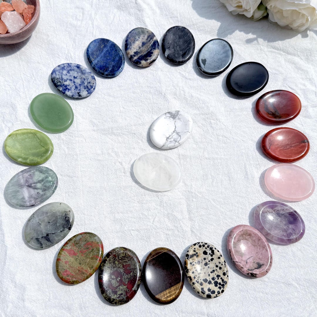 Thumb Worry Stone for Anxiety Healing Crystals, Amethyst Rose Quartz ...