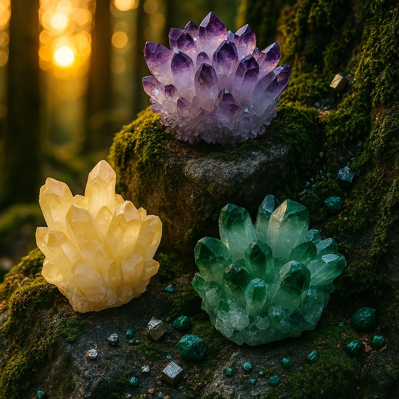Natural Green Phantom Crystal, Ghost Quartz Crystal Cluster Healing Rock Clear Quartz Cluster ...