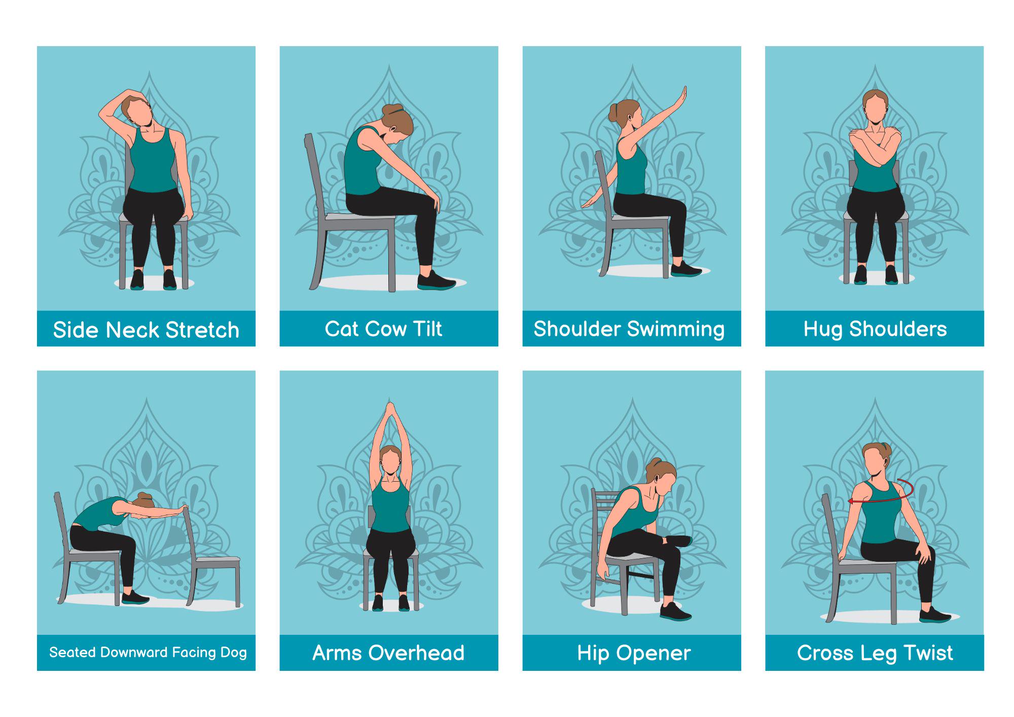 24 Chair Yoga Poses for Beginners All Ages Flashcard Cards Sauna ...