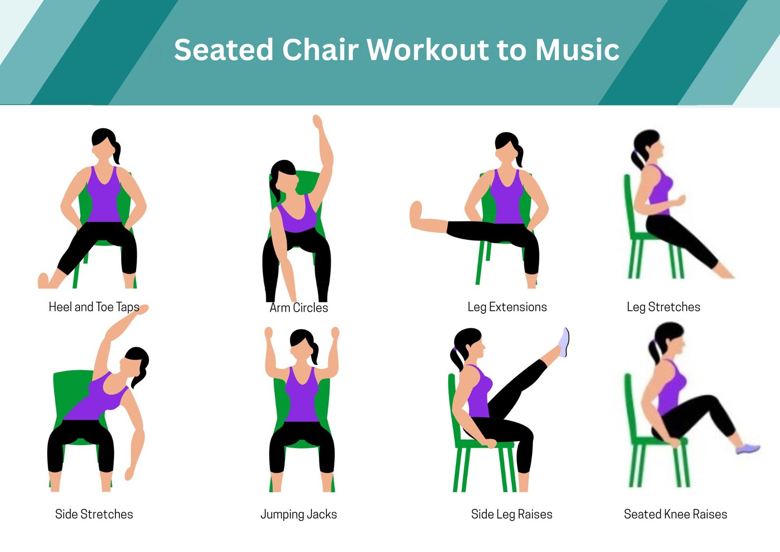 30 Dance Chair Workout Seated Stretches Exercise to Music Routine ...