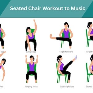 30 Dance Chair Workout Seated Stretches Exercise to Music Routine ...