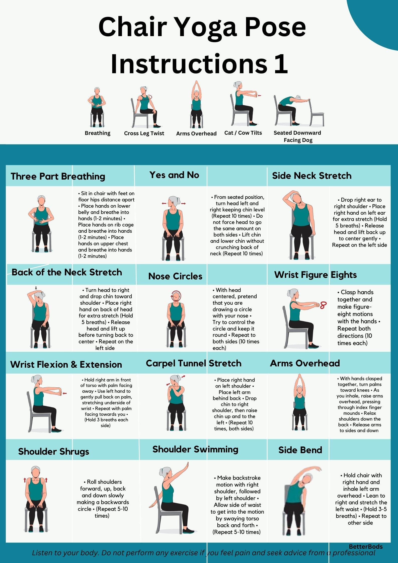 10 Minutes to De-stress Chair Yoga Exercise Guide for Senior Wheelchair ...
