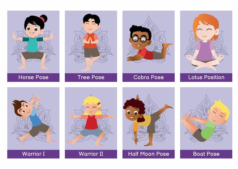16 Movement Brain Break Kids Exercise Yoga Pose Fitness Cards ...