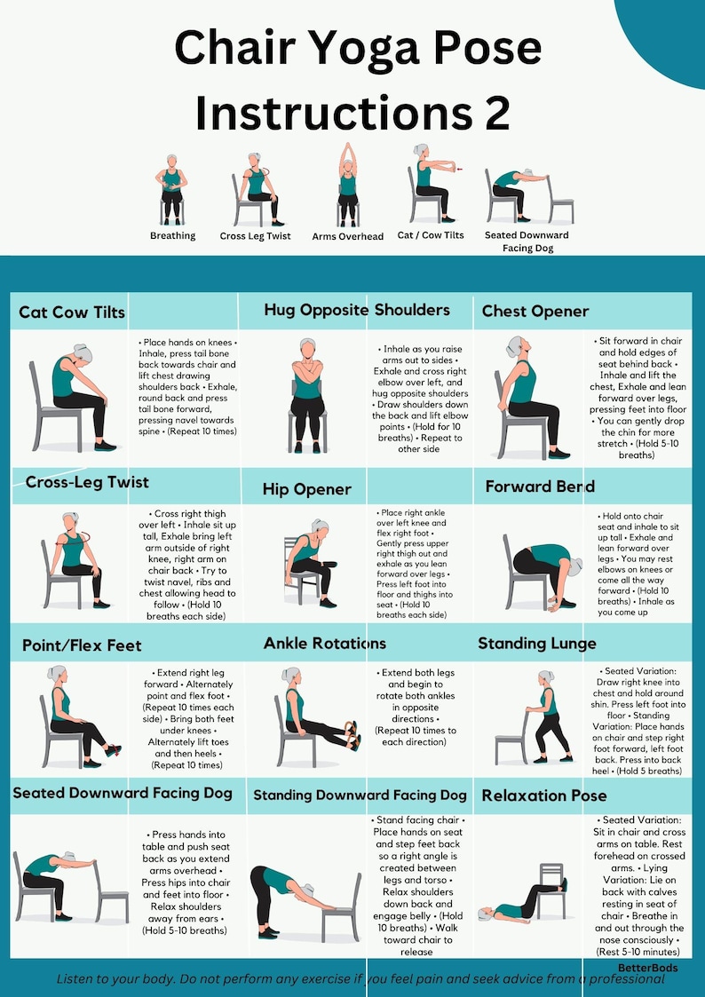 10 Minutes to De-stress Chair Yoga Exercise Guide for Senior Wheelchair ...