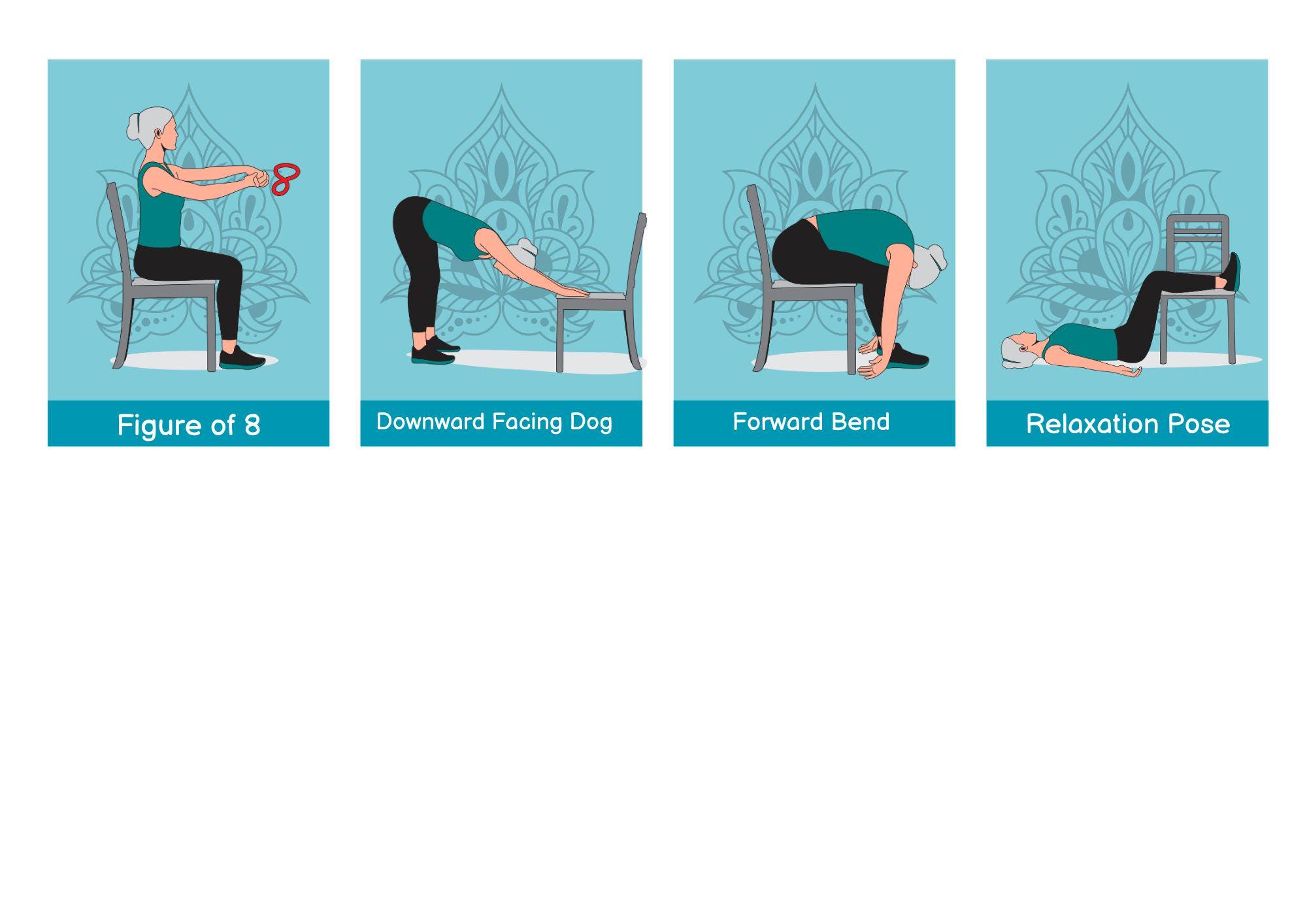 20 Chair Yoga Poses Flash Cards Exercise for Seniors Printable Cards ...