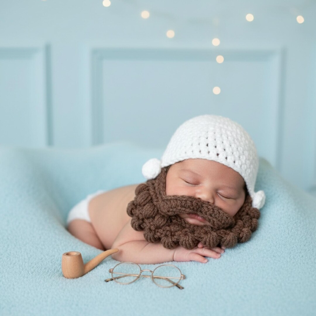 Funny Beard Hat, Crochet Baby Beanie, Lumberjack Costume, Hipster ...