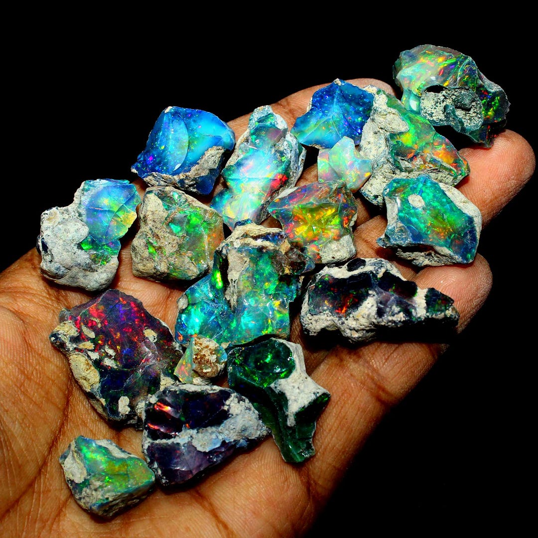Opal, 10 Pcs Opal Rough Lot, Ethiopian Raw Opals, Natural Fire Opal, Black Opal Raw, Fire Opal ...
