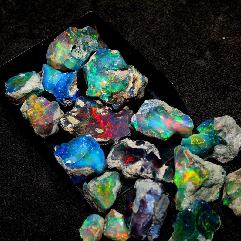 Opal, 10 Pcs Opal Rough Lot, Ethiopian Raw Opals, Natural Fire Opal ...
