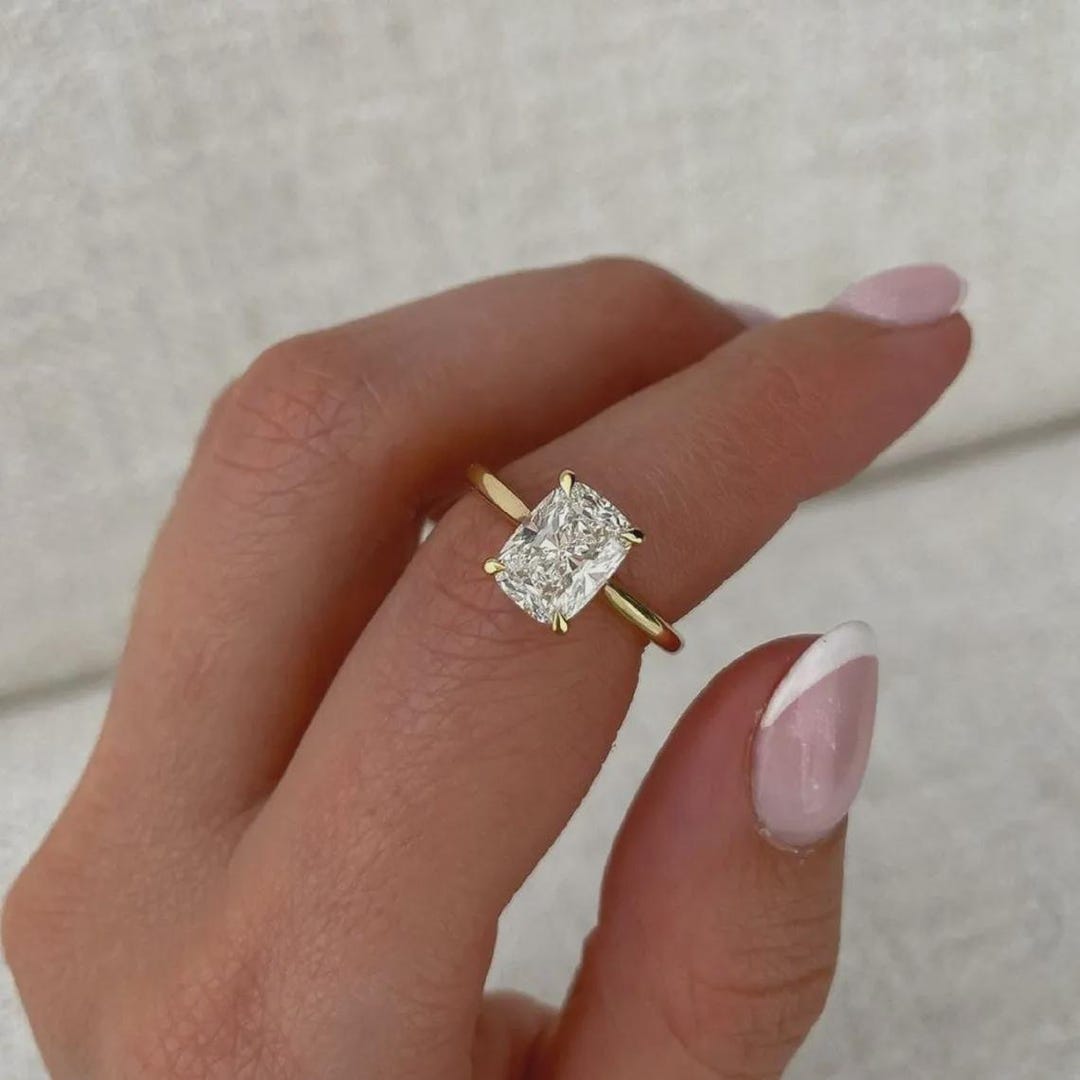 1.5 CT Elongated Crushed Ice Rectangle Cut Solitaire Moissanite Wedding ...