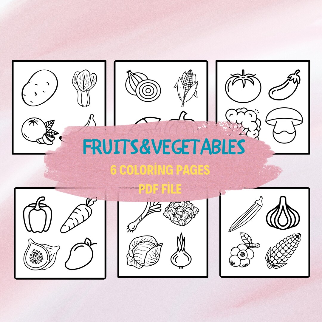 Fruits&vegetables Coloring Book, Printable Coloring Pages for Kids and ...