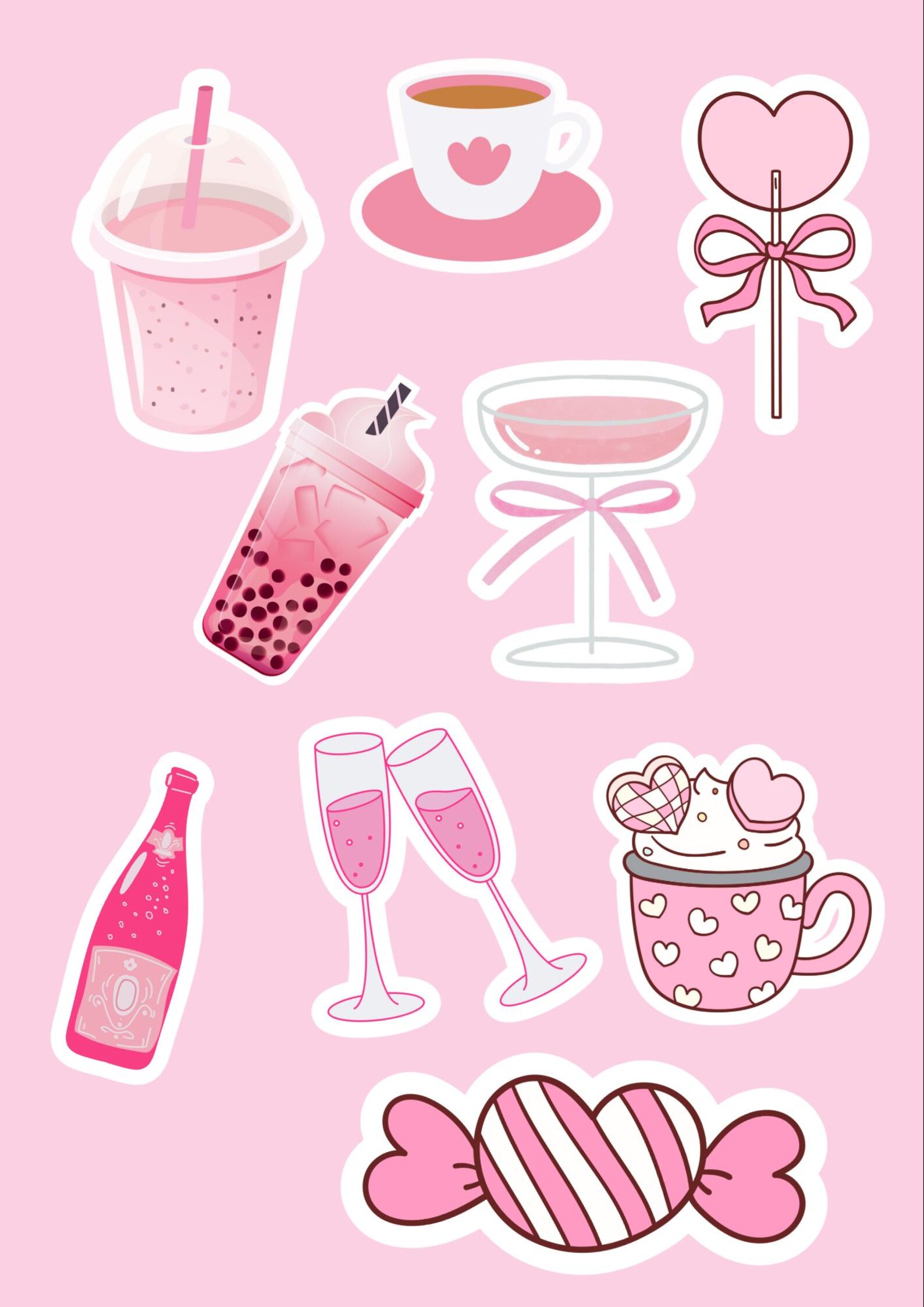 100 Pcs Pink Sticker Sheet - Etsy
