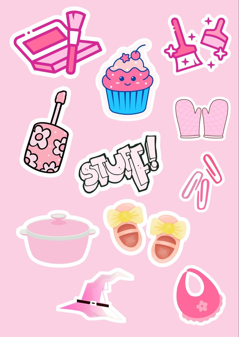 100 Pcs Pink Sticker Sheet - Etsy