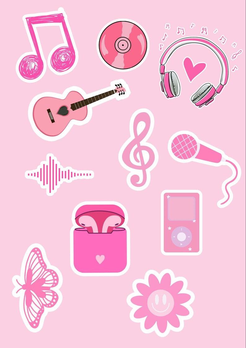 100 Pcs Pink Sticker Sheet - Etsy