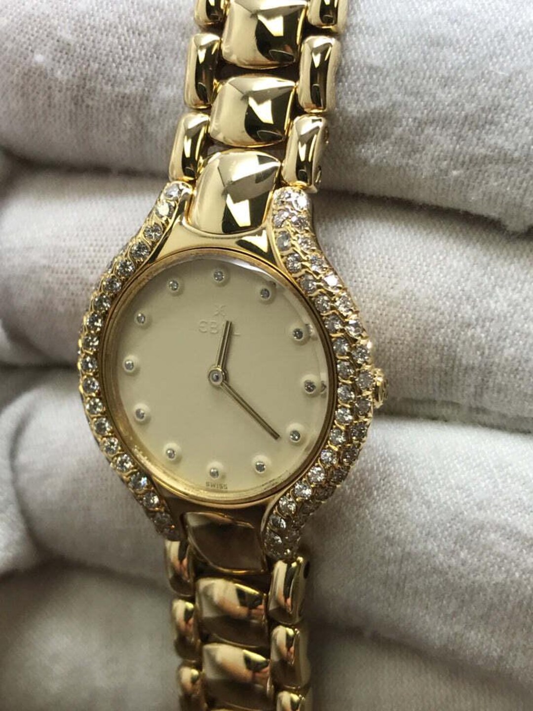 18k Yellow Solid Gold Beluga off White Dial Quartz Women's Watch - Etsy