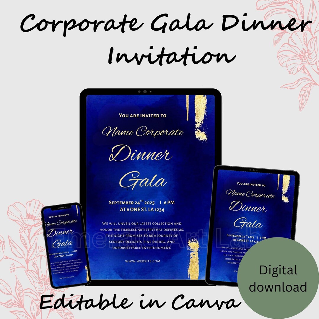 Editable Corporate Gala Dinner Invitation Template Formal Dinner Party ...