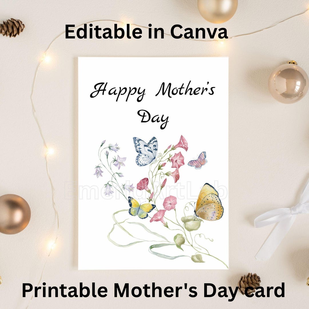 Editable Mother's Day Card Template, Printable Mother's Day Card ...