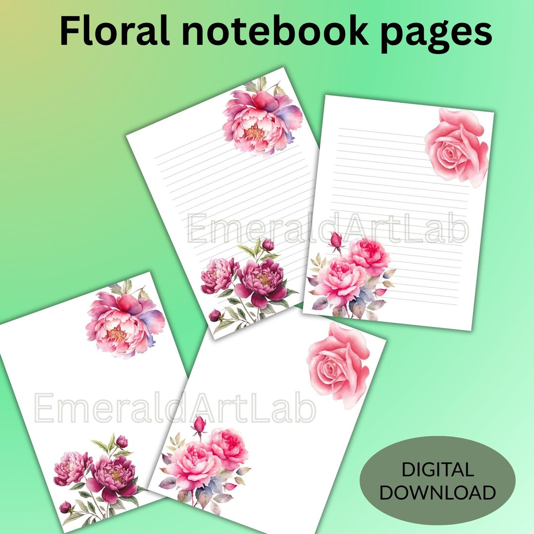 Floral Delight 10 Printable Sheet Letter Writing Page and Journal Paper ...