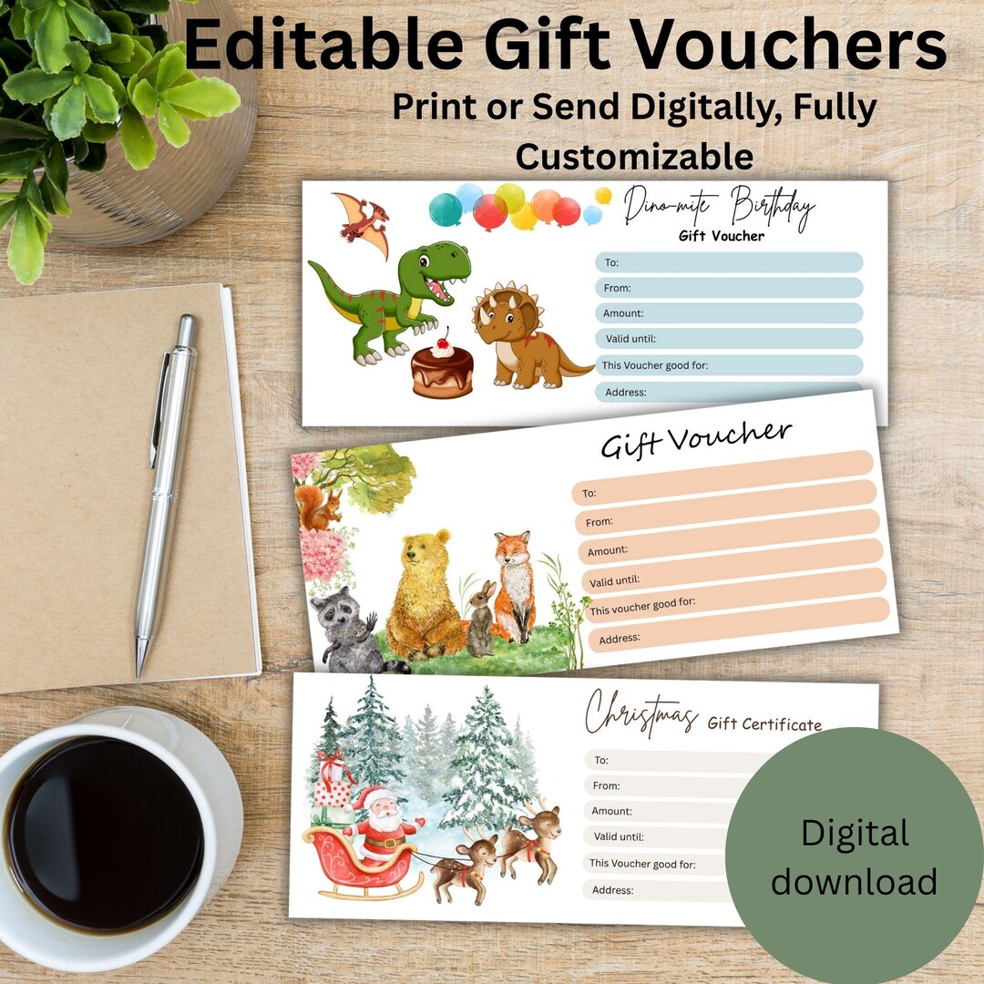 Editable Gift Voucher Template Bundle Gift Voucher Printable Template ...