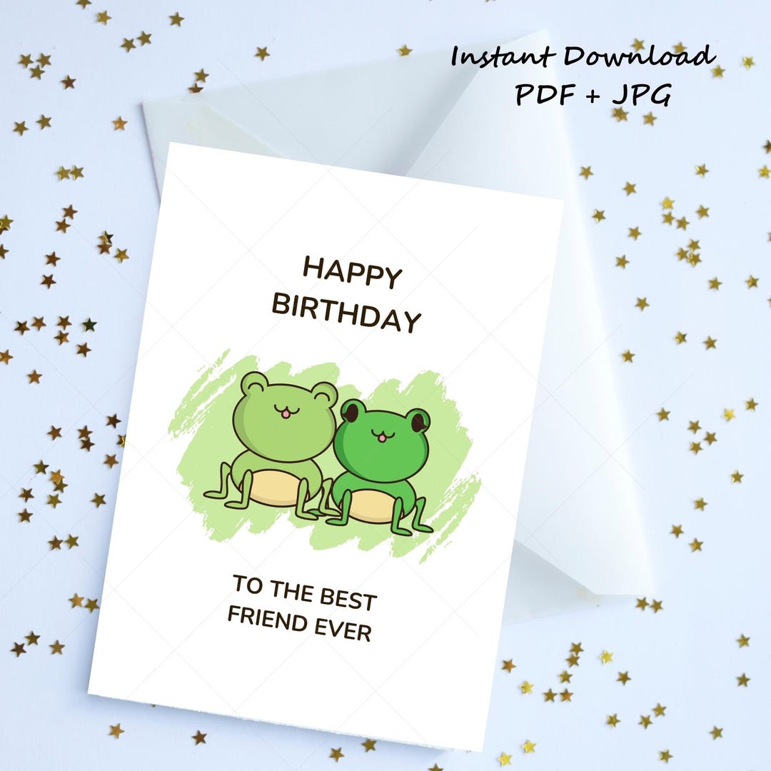 Multipack Printable Frog Birthday Card Cute Froggy Greeting Bundle 5x7 ...