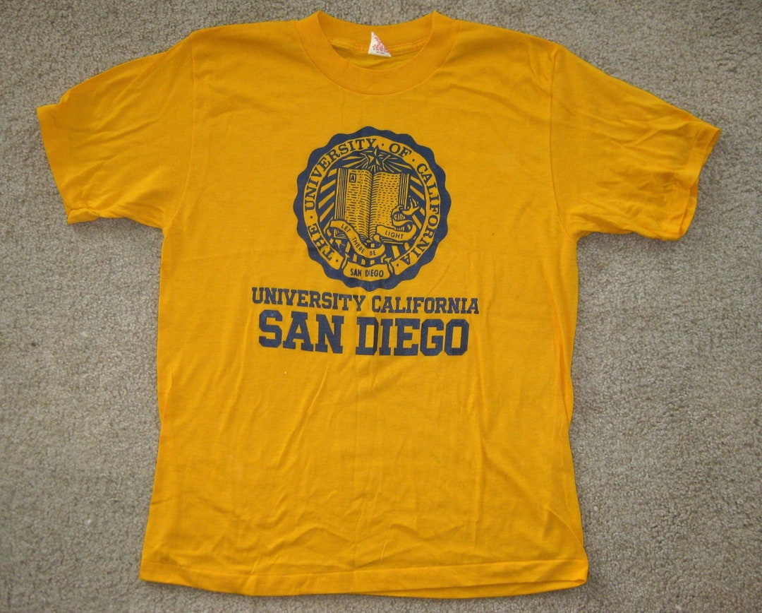 Vintage 70s 80s University of California San Diego UCSD Yellow Cotton ...