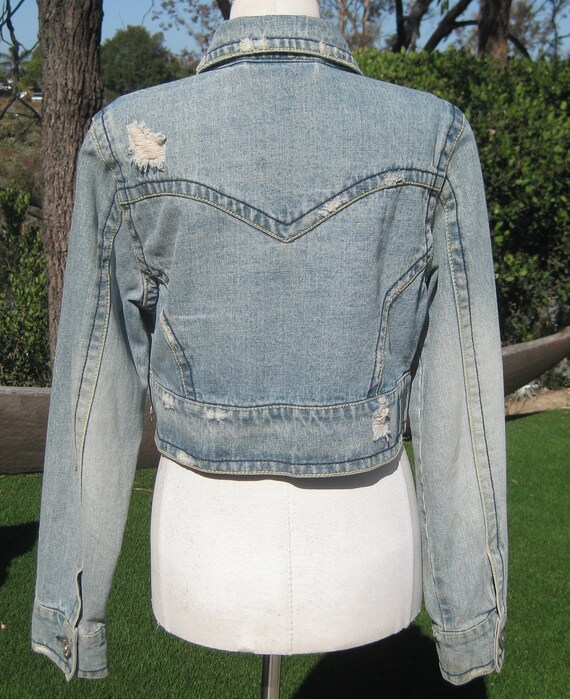 Vintage Z. Cavaricci Distressed Denim Blue Jean Cropp… - Gem