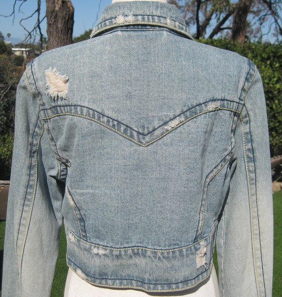 Vintage Z. Cavaricci Distressed Denim Blue Jean Cropp… - Gem