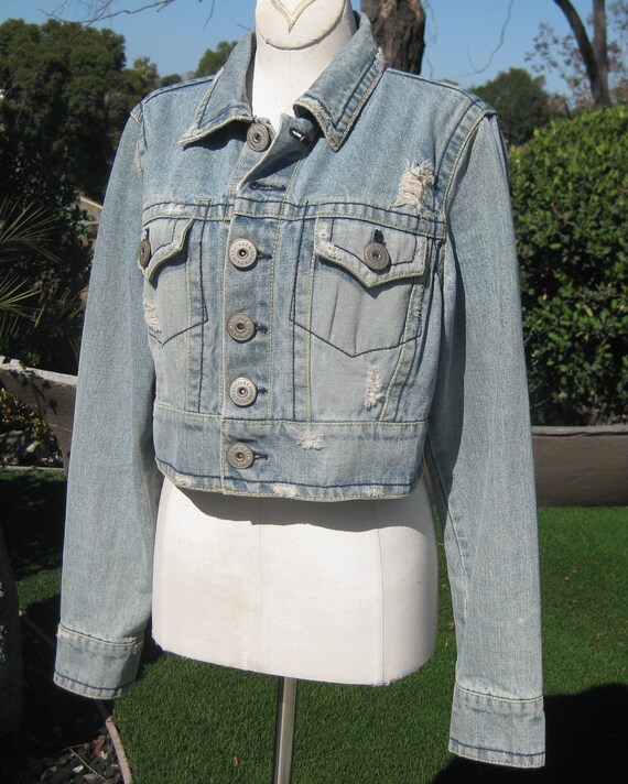 Vintage Z. Cavaricci Distressed Denim Blue Jean Cropp… - Gem