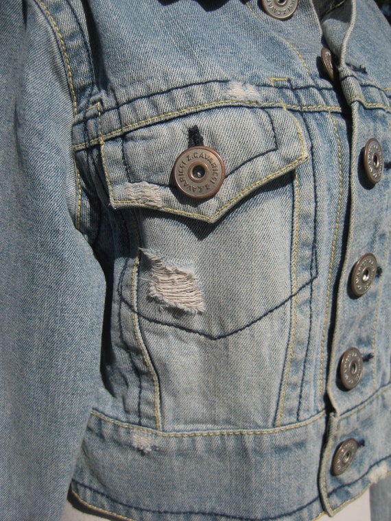 Vintage Z. Cavaricci Distressed Denim Blue Jean Cropp… - Gem