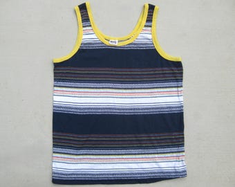 Vintage 1970s 70s Striped Tank Top Shirt - Expressions by Camous - Etsy