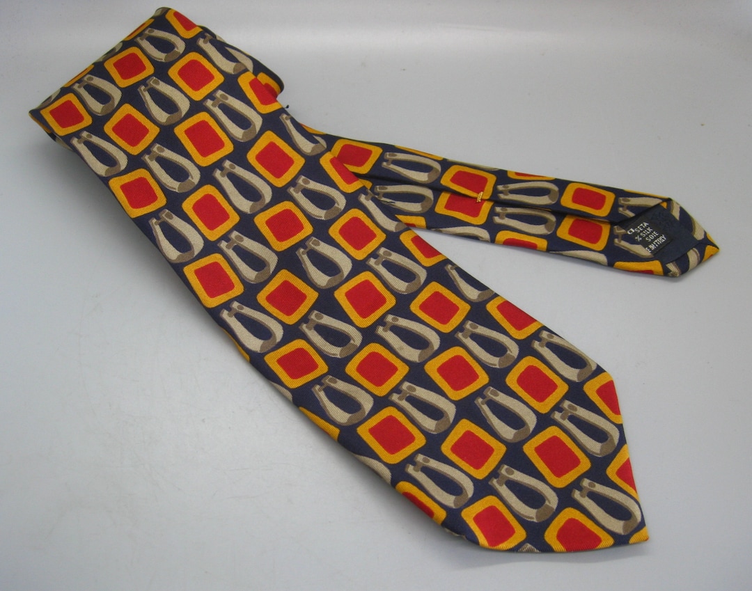 Vintage Gucci Horse Bit Print Italian Silk Men's Neck Tie Necktie ...
