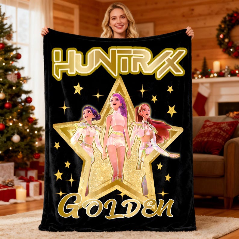 Personalized Kpop Golden Huntrix Christmas Girl Blanket,custom Name ...