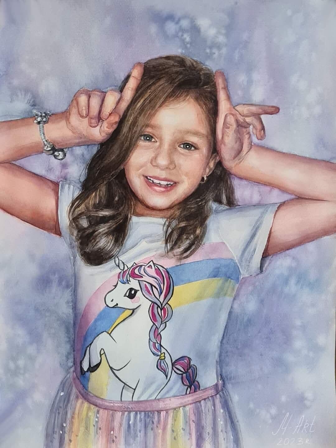 Custom Watercolor Portrait From a Your Photo – Child Hand-painted ...