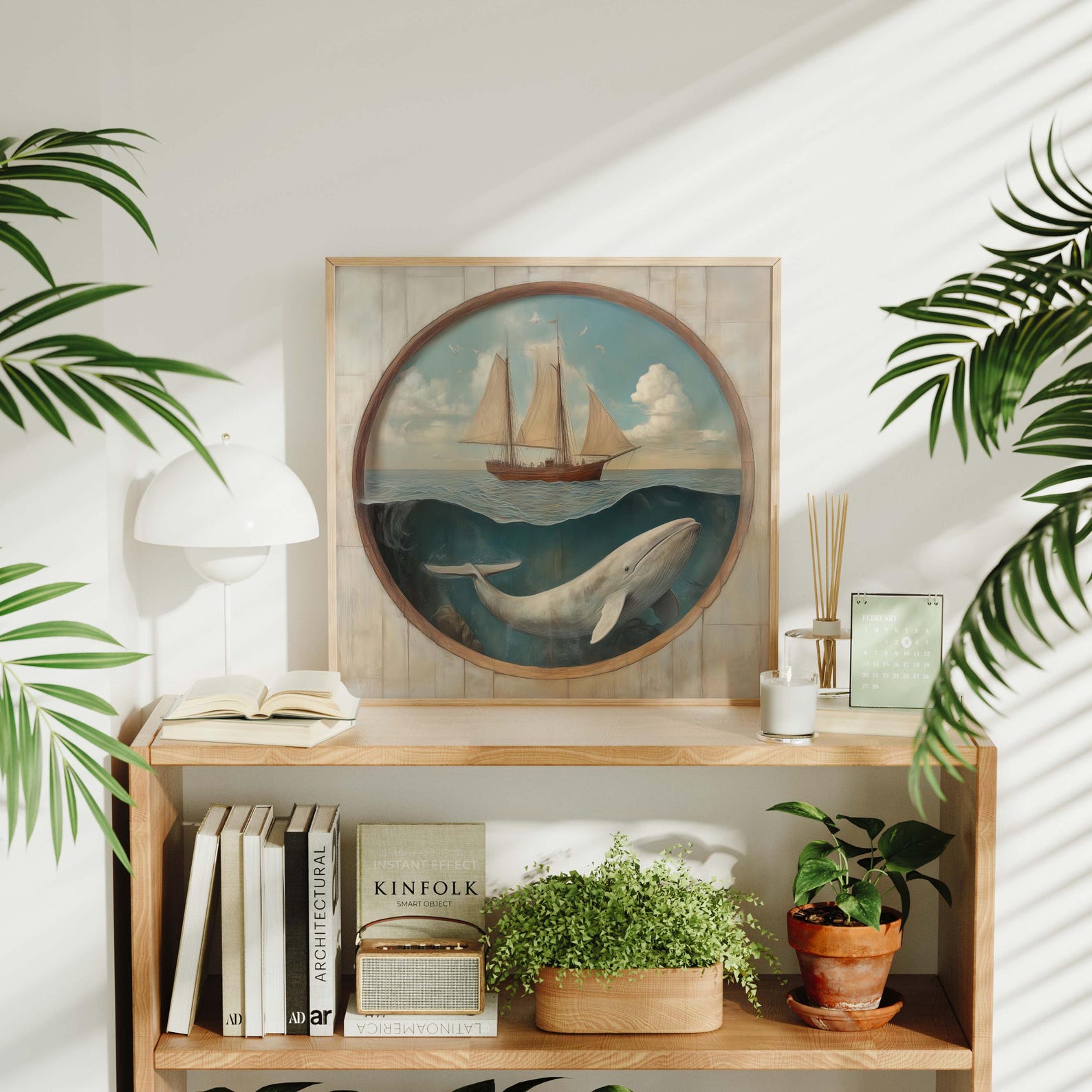 Nautical Porthole Print: Sailing Ship & Whale Art (digital Download) - Etsy