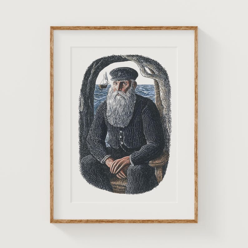 Old Sea Captain Print | Vintage Nautical Lithograph | Maritime Digital ...