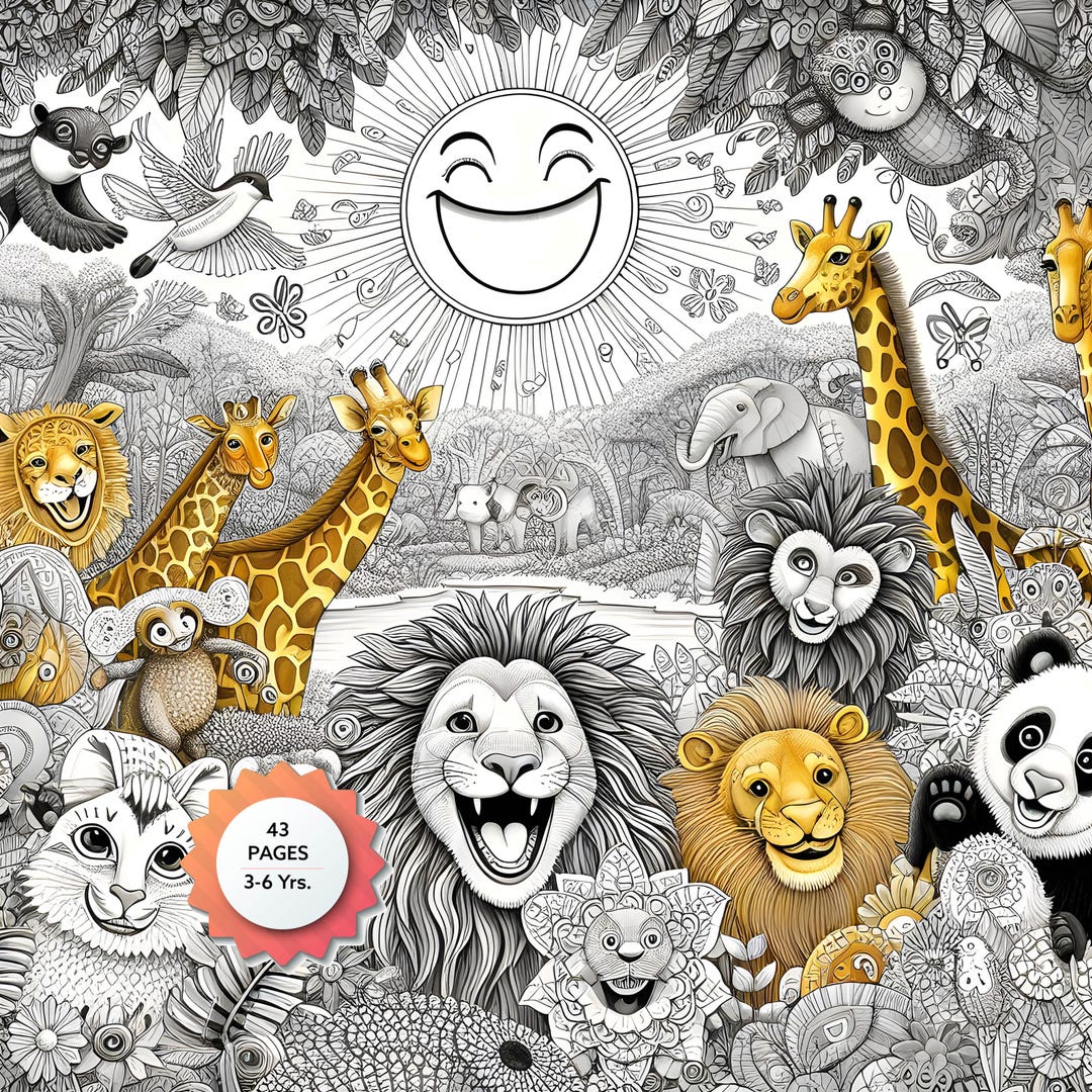 Wild Smiles: Coloring Book of Joyful Animals - Etsy