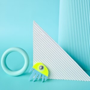 Neon Yellow and Green Brooch With Screenprinted Grid in 2 Color ...
